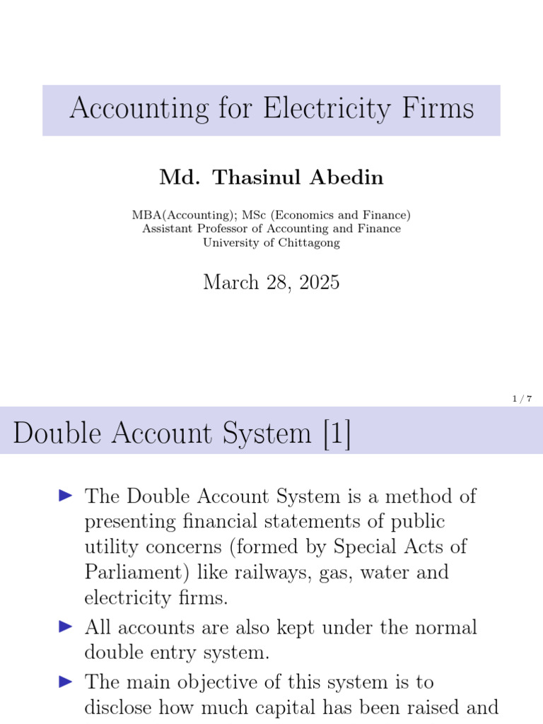 Double Account System for Electricity Firms | PDF