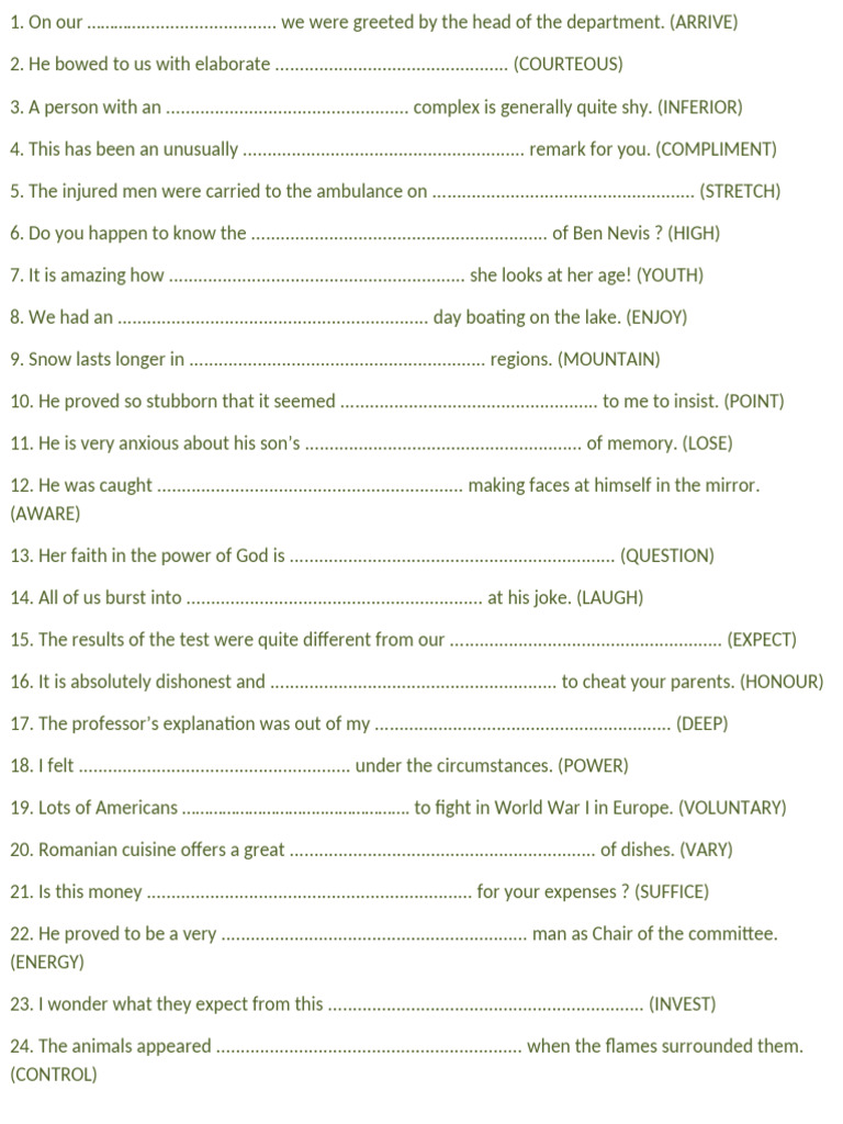 1000 Câu Word Form | PDF