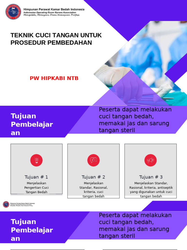 Tekhnik Cuci Tangan Untuk Prosedur Pembedahan PW Hipkabi NTB 2024 | PDF