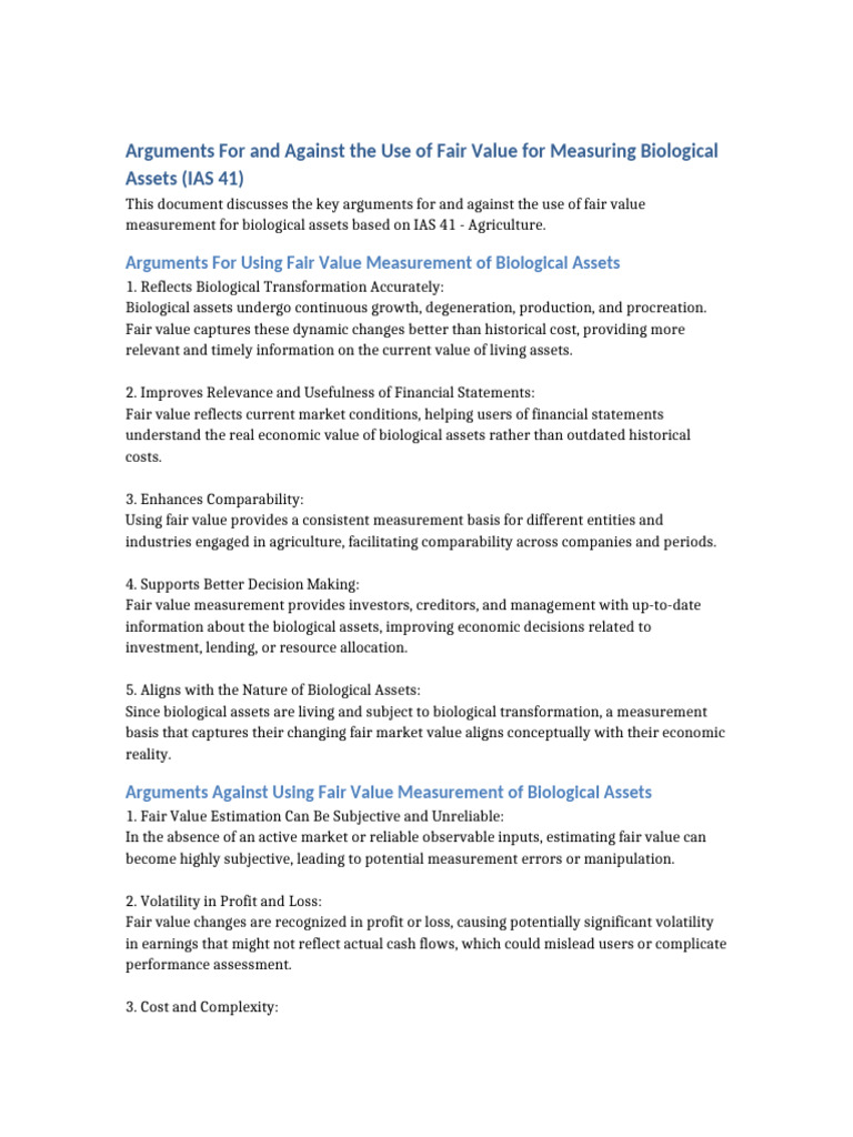 IAS41 FairValue Arguments | PDF | Fair Value | Valuation (Finance)