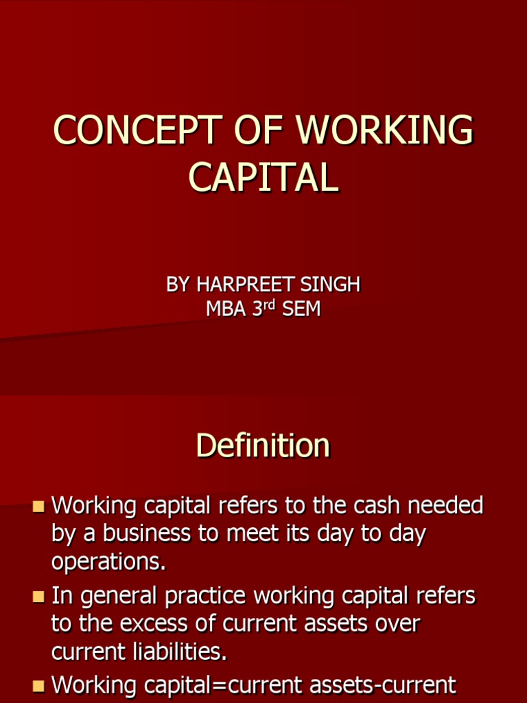 Concept of Working Capital | PDF | Working Capital | Financial Capital