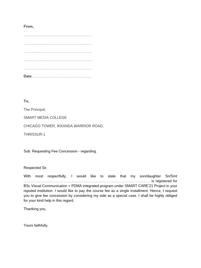 Fee Concession Request Degree | PDF
