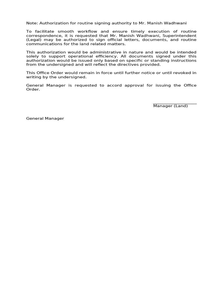 Authorization for Signing Authority | PDF