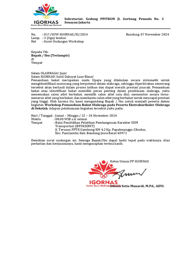 Surat Undangan Workshop - Peserta | PDF