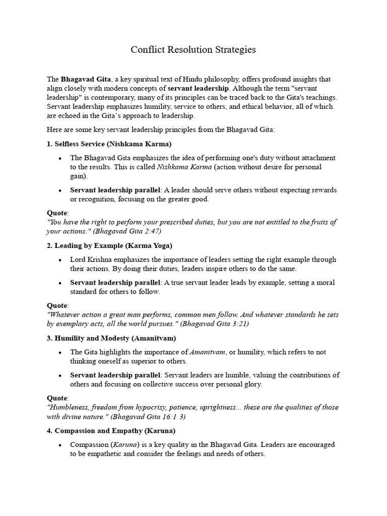 Gita-Inspired Conflict Resolution Strategies | PDF | Bhagavad Gita ...