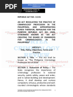 RA11131 Criminology Reviewer | PDF