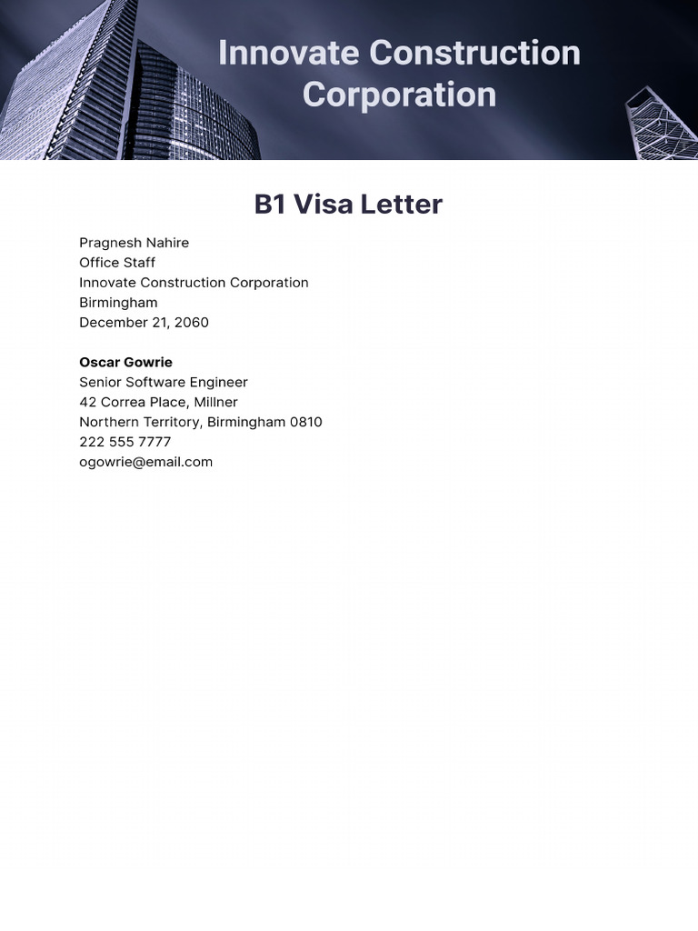 B1 Visa Approval Letter | PDF