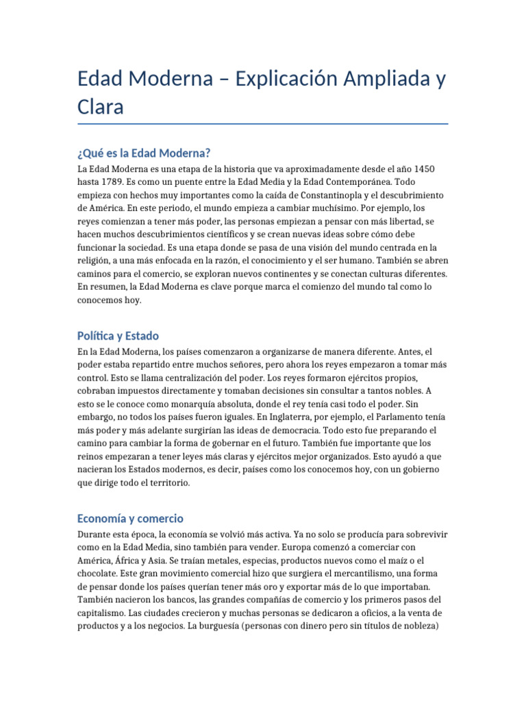 Edad Moderna: Transformaciones Clave | PDF | Período moderno temprano ...