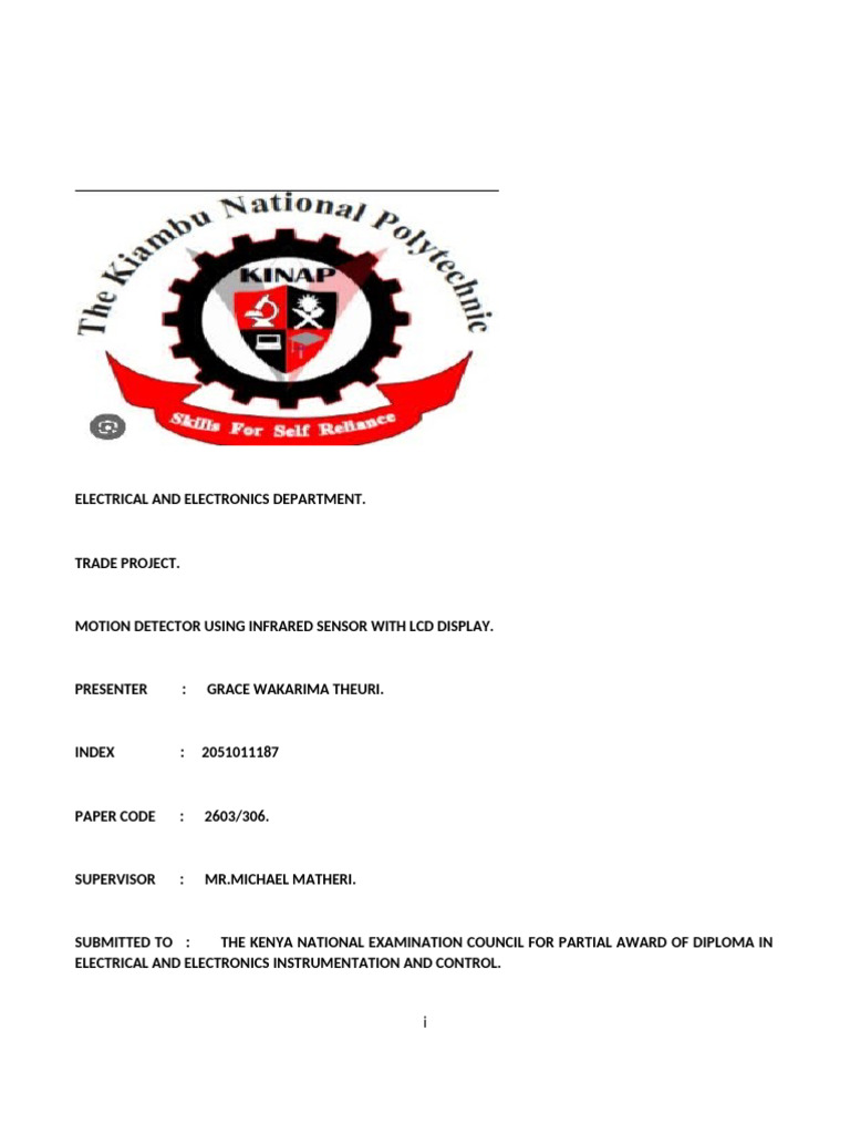 Motion Detection Using Infrared Sensor With LCD Display | PDF ...