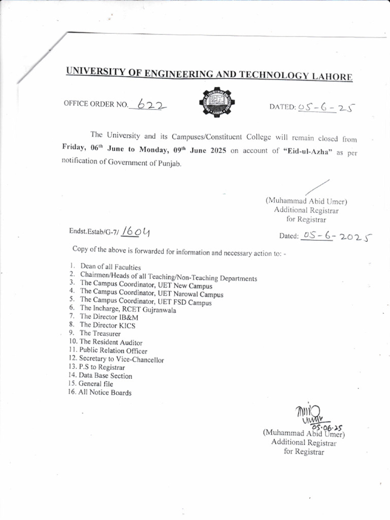 University Campus Notification 2025 | PDF