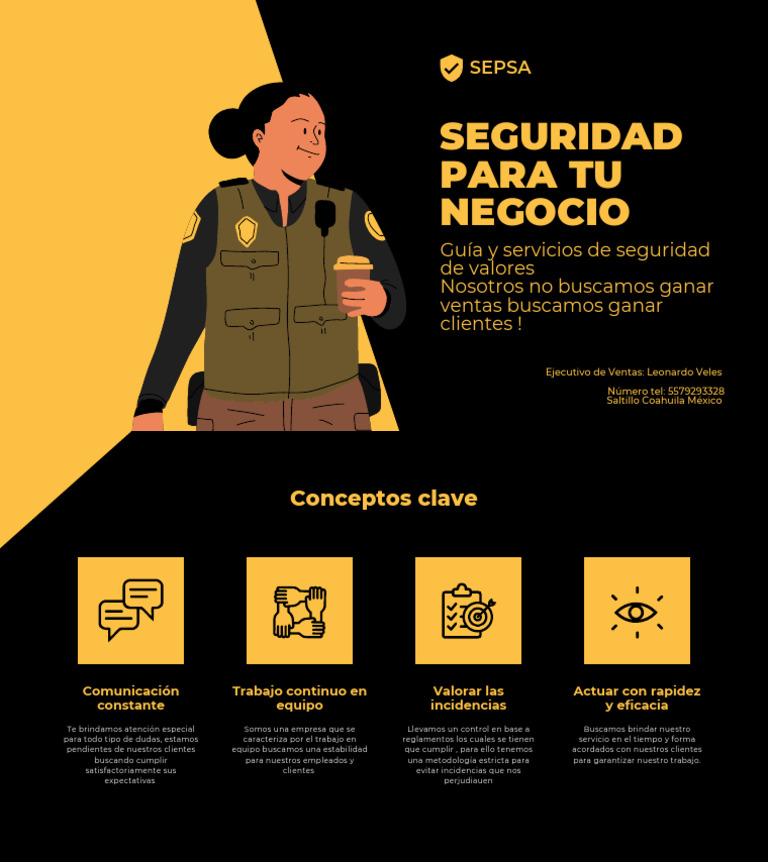 Presentación Seguridad y Vigilancia Ilustraciones Flat Amarillo y Negro ...