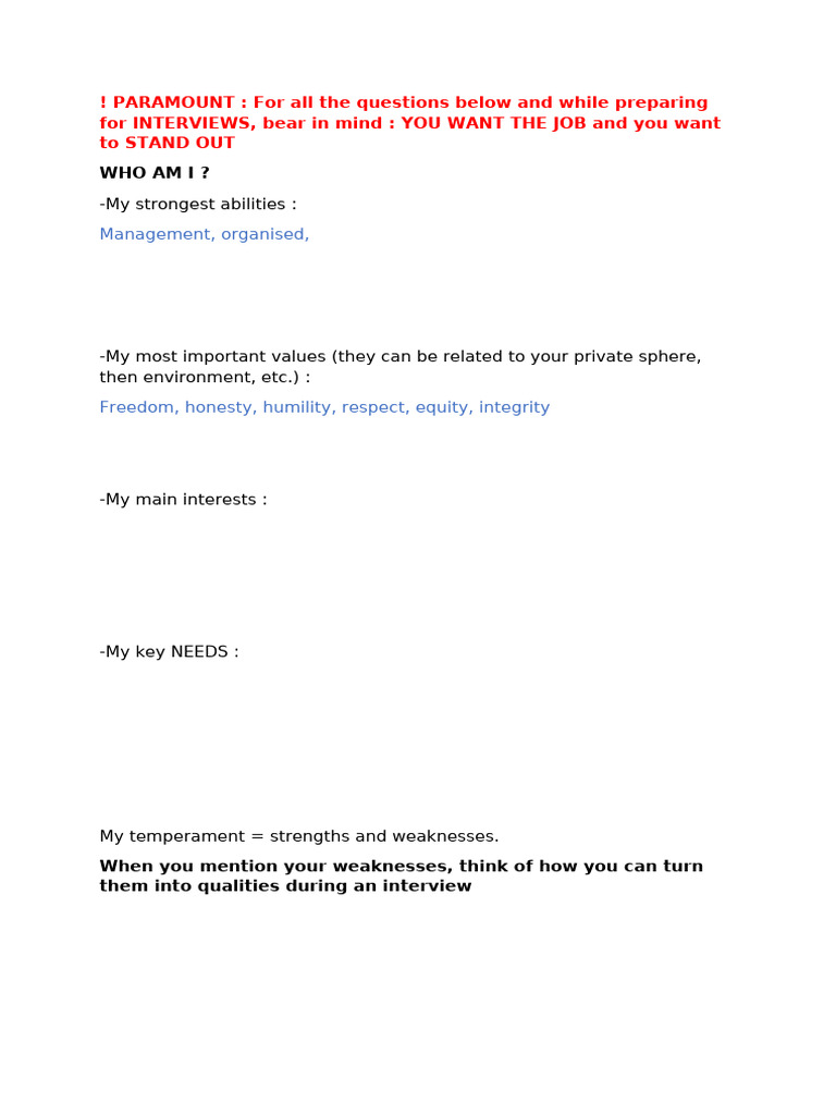 Preparation For Interviews | PDF | Behavior Modification | Psychology