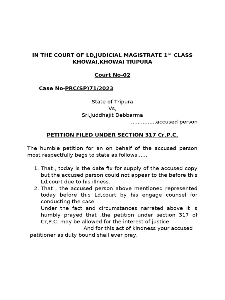 Petition for Section 317 Cr.P.C. | PDF