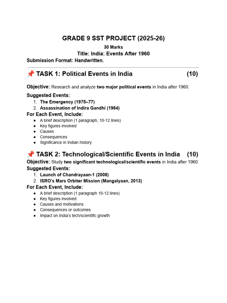 Grade 9 SST Project: India Post-1960 | PDF