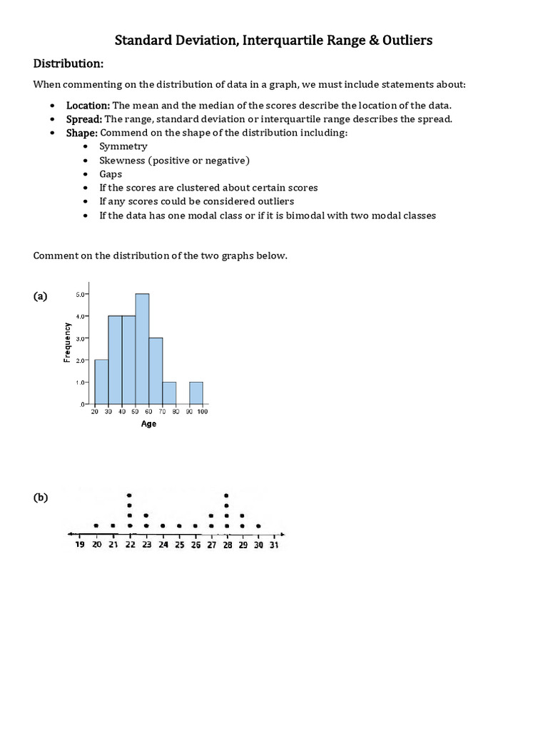 Standard Deviation, Interquartile Range + Outliers | PDF | Quartile ...