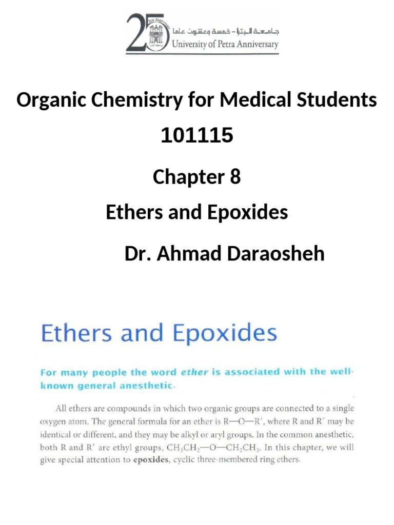 Org. Chem. Medical, Chapter 08 | PDF | Ether | Organic Reactions