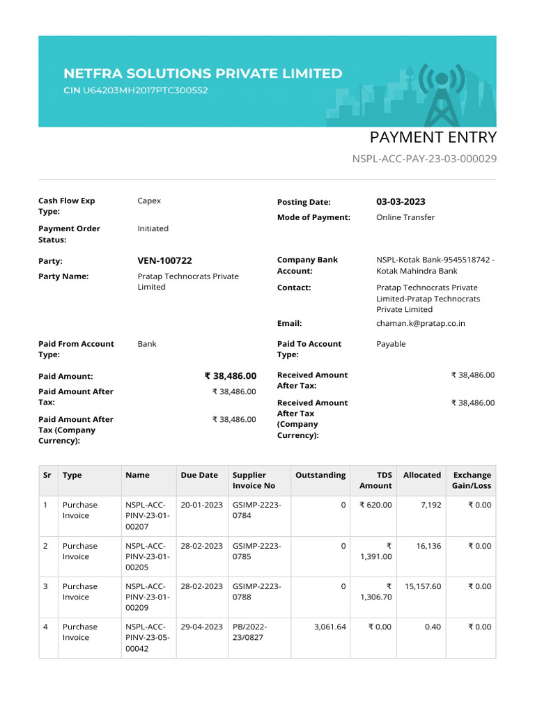 NSPL Acc Pay 23 03 000029 | PDF | Payments | Cheque