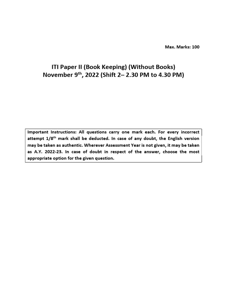 Iti Paper II | PDF | Negotiable Instrument | Debits And Credits