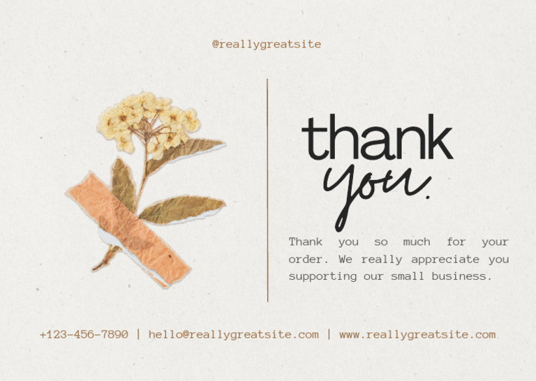 Beige Elegant General Business Thank You Card | PDF