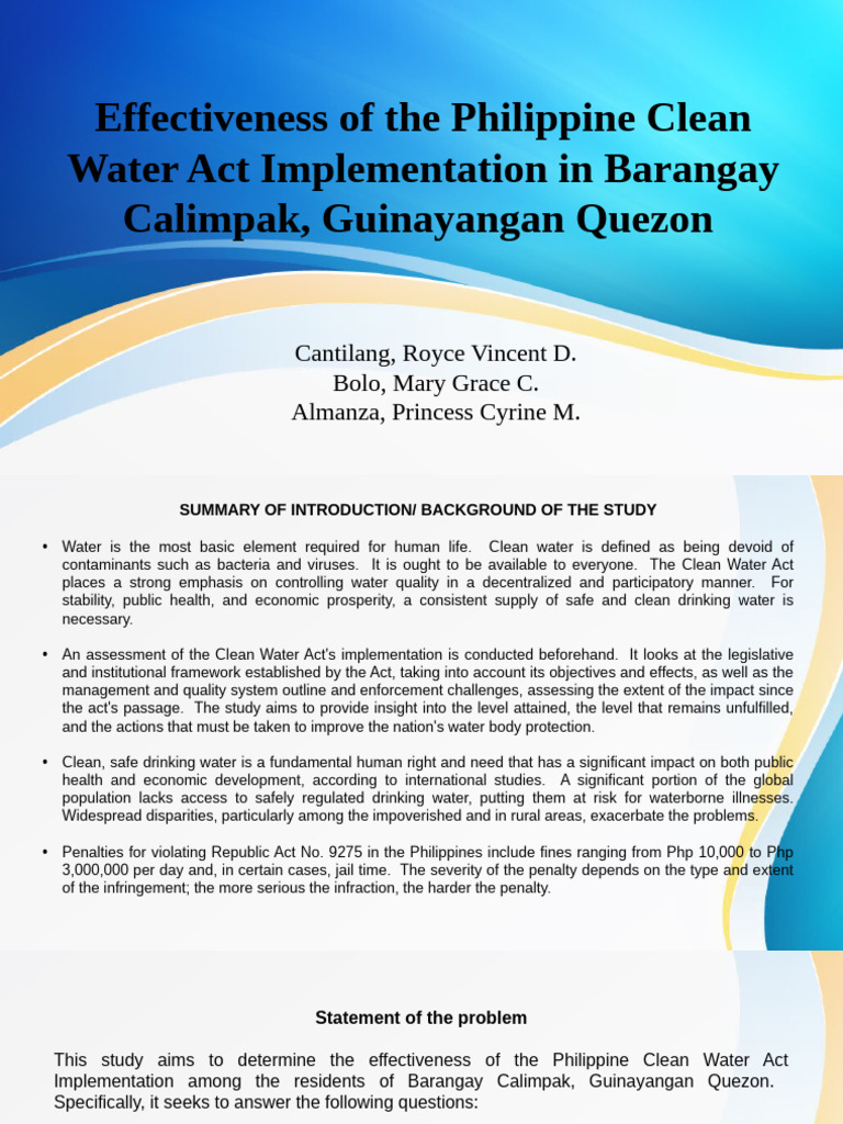 Cantilang Bolo Almanza | PDF | Drinking Water | Survey Methodology