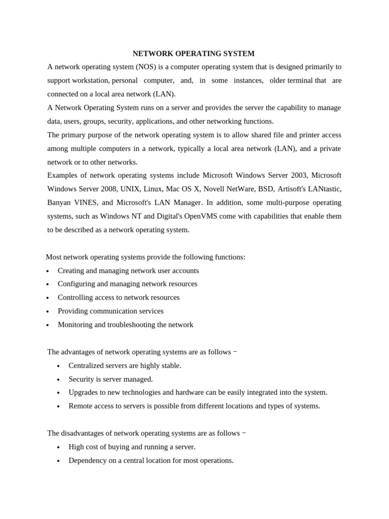 5 Network Operating System | PDF