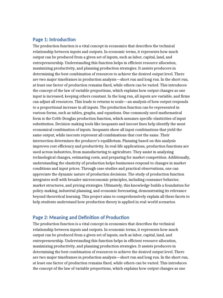 Production Function Project Updated 21pages | PDF | Production Function ...