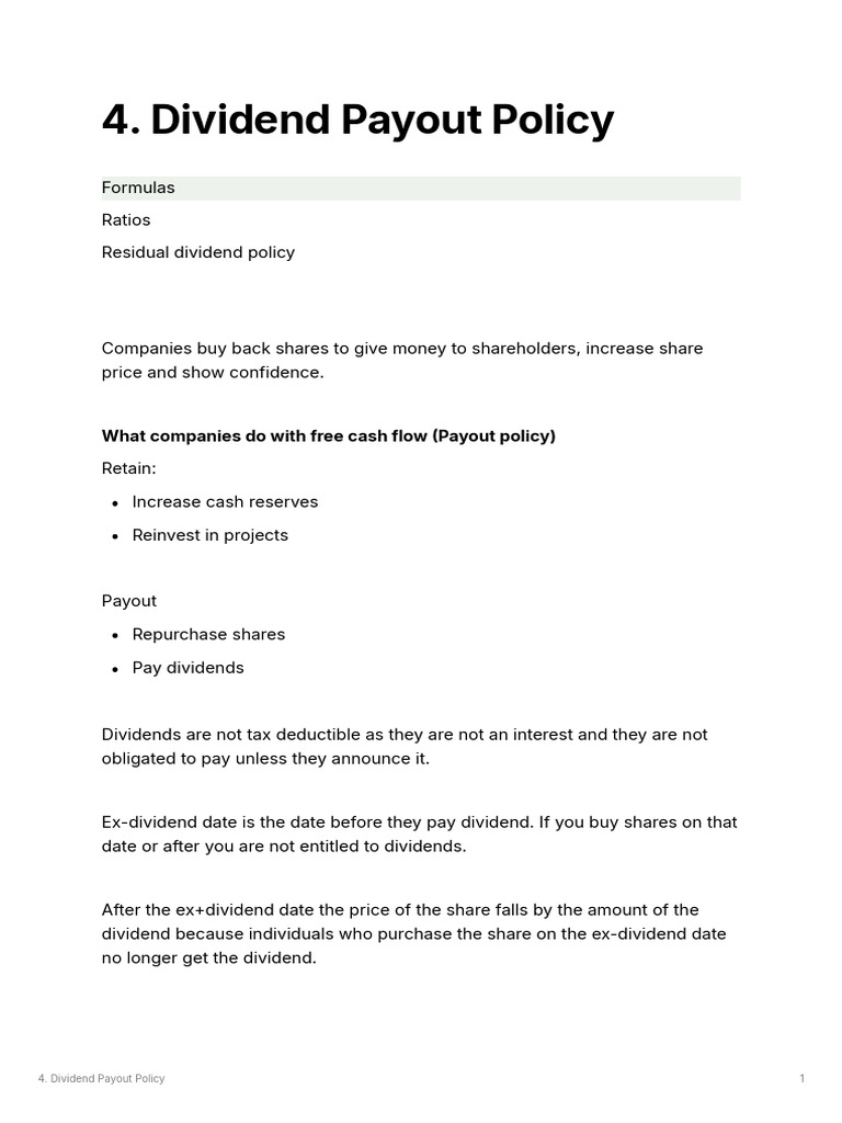 Dividend Payout Policy | PDF | Dividend | Market (Economics)
