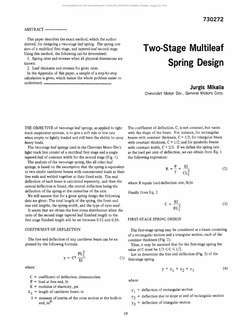 Two-Stage Leaf Spring Design Method | PDF | Beam (Structure ...