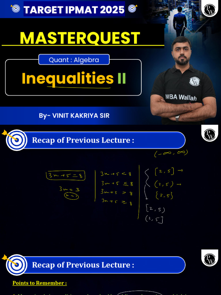 Algebra: Inequalities - II - Class Notes - IPMAT Master Quest 2.0 2025 ...