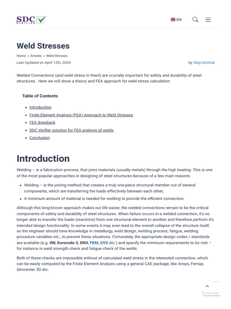 Weld Stress Analysis (FEA) | PDF | Finite Element Method | Stress (Mechanics)