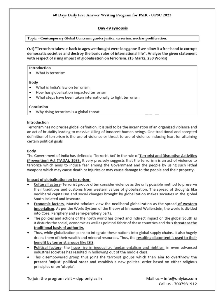 Psir Day 49 Synopsis | PDF | Gender Studies | Gender Equality
