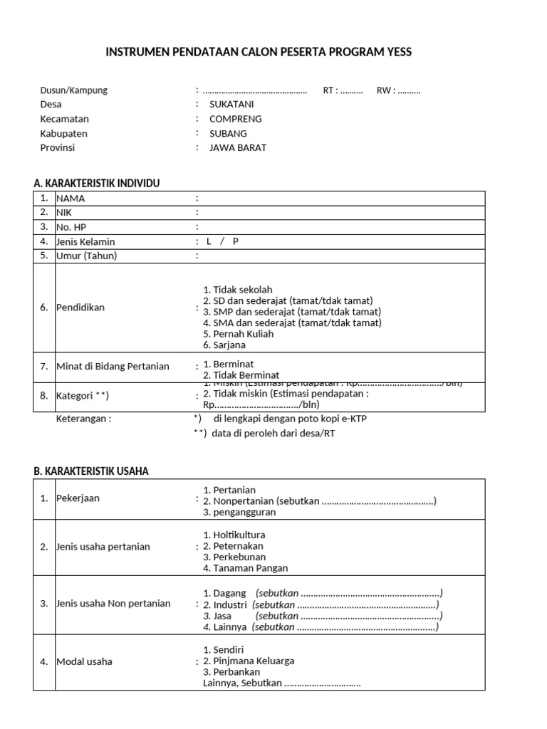 Form Petani Muda | PDF