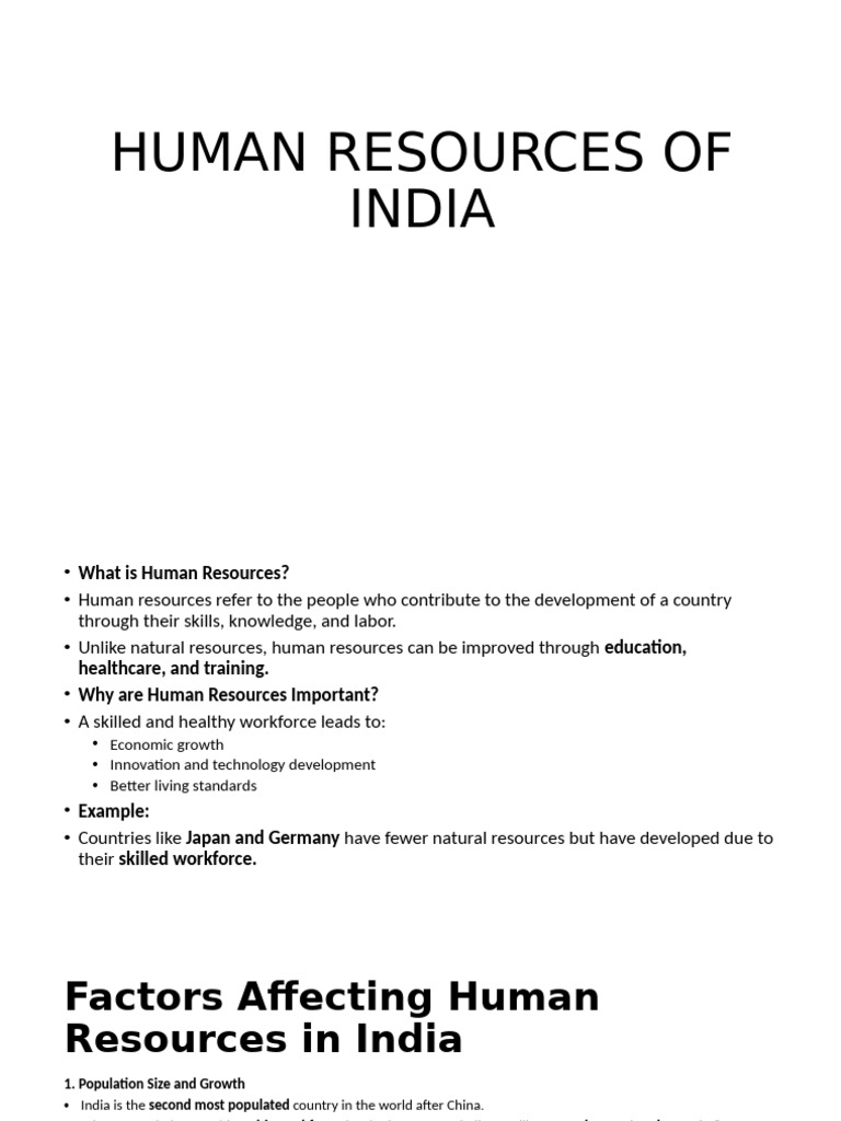 Human Resources of India | PDF
