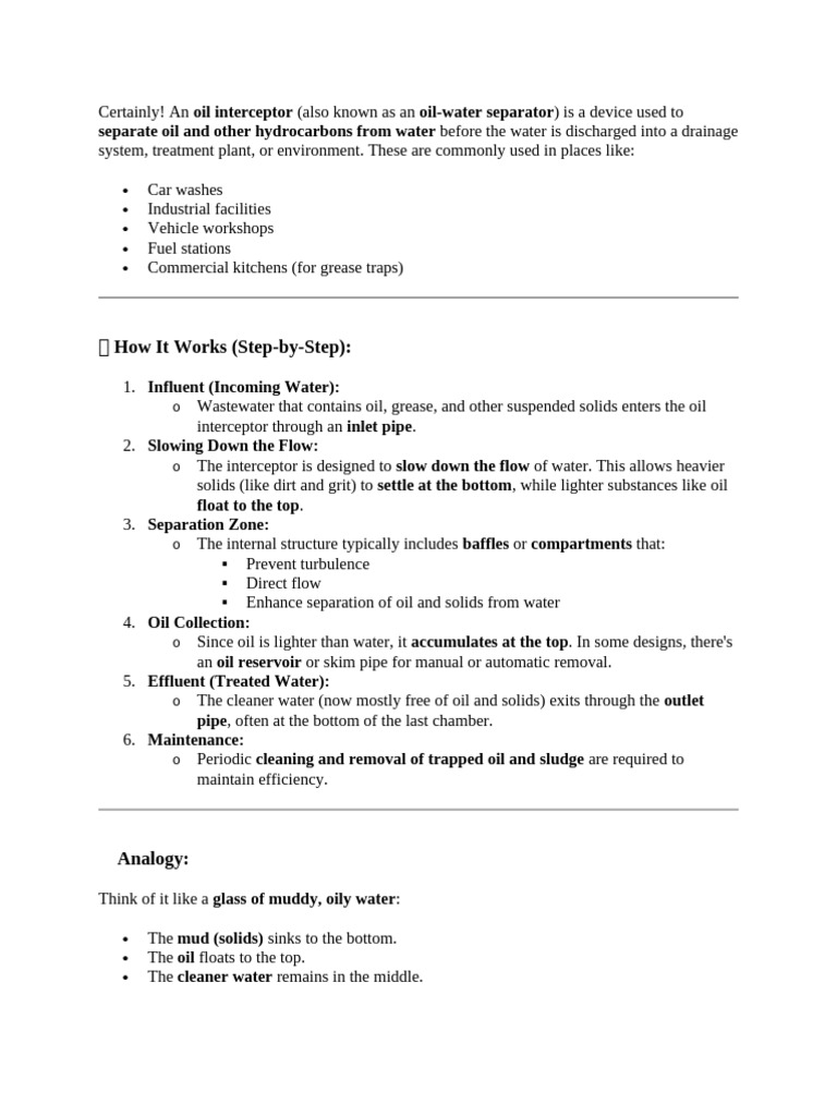 Oil Interceptor | PDF