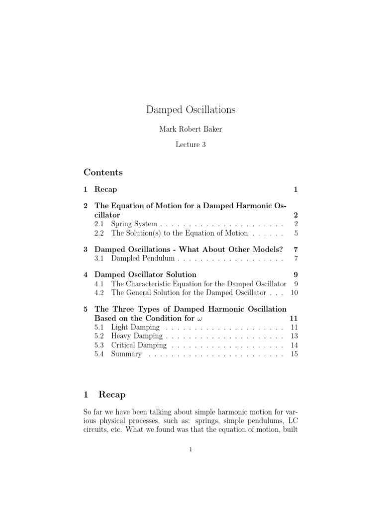 Damped Oscillation Fundamentals | PDF | Damping | Oscillation
