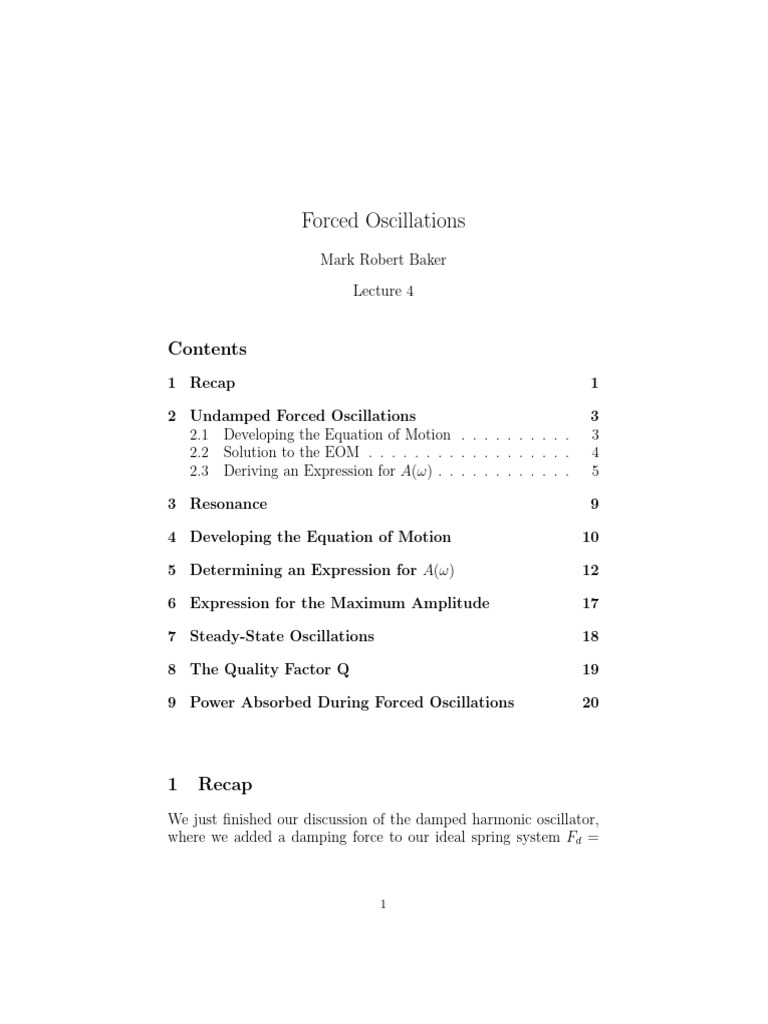 Understanding Forced Oscillations | PDF | Damping | Resonance