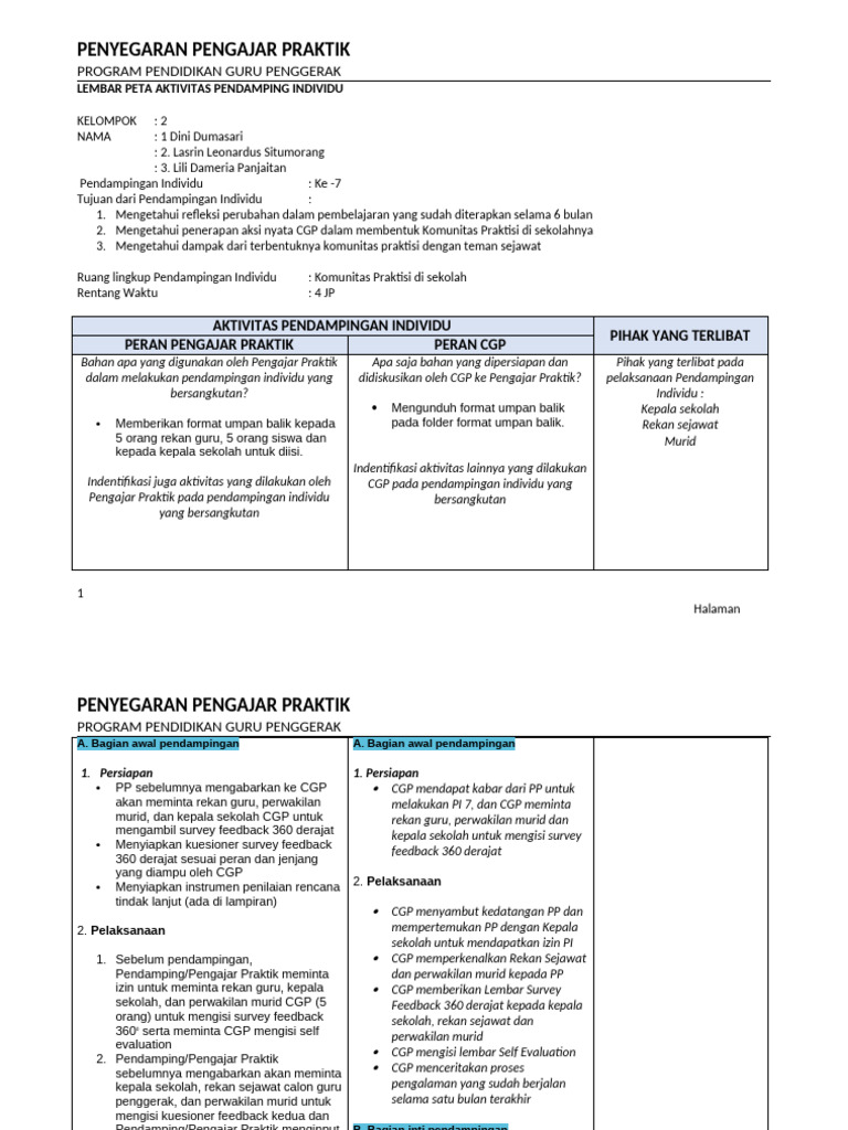 Form Isian Pendampingan | PDF