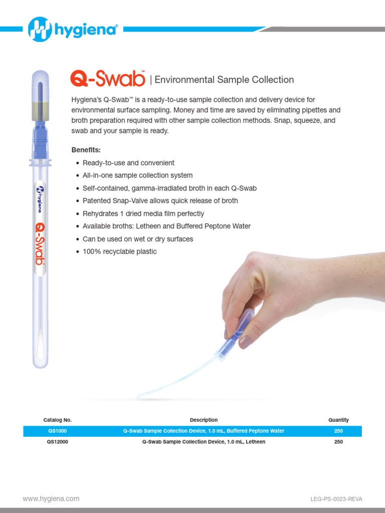 Q-Swab™ Environmental Sampling Device | PDF