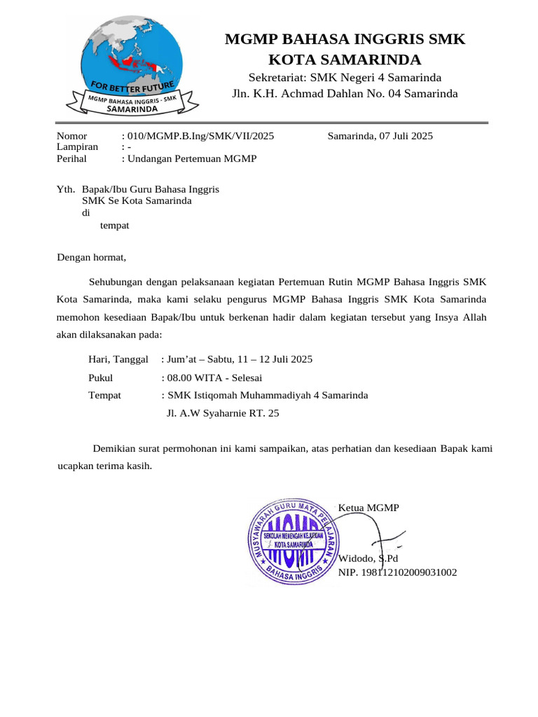 Undangan Mgmp | PDF