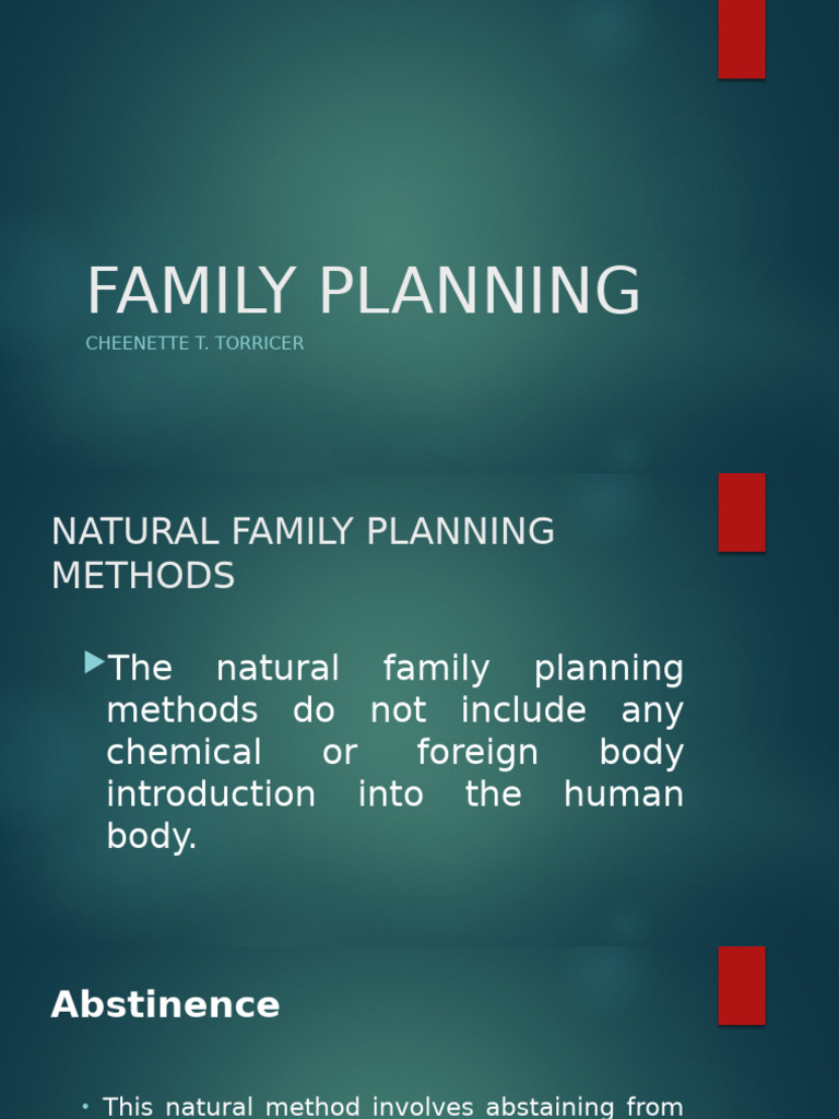 Family Planning Methods | PDF | Methods Of Birth Control | Human ...
