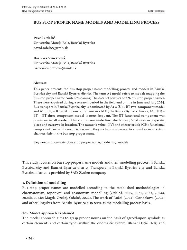 Bus Stop Proper Name Models and Modelling Process | PDF | Semantics ...