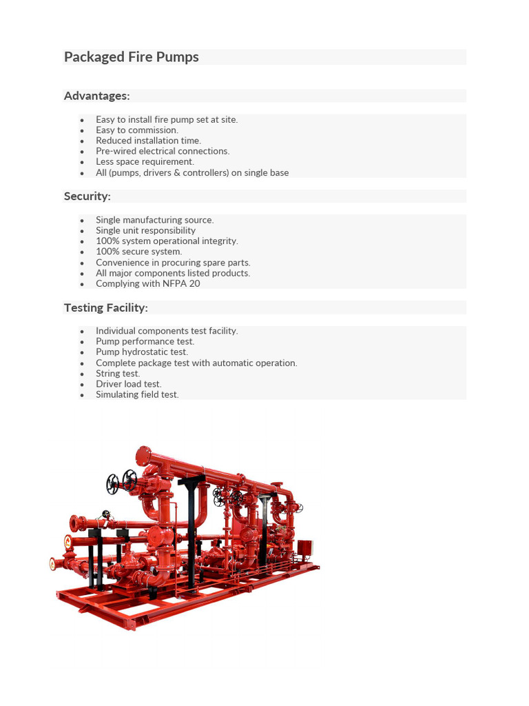 Packaged Fire Pumps | PDF