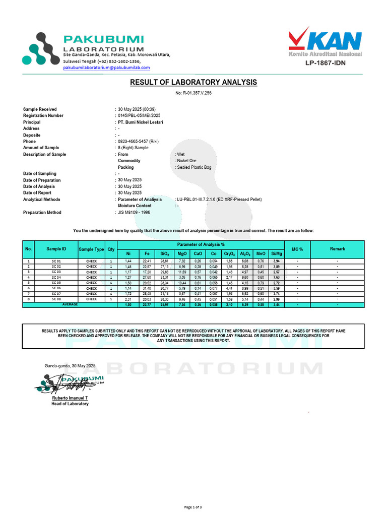0145 PBL 05 Mei 2025 BNL | PDF | Chemical Substances | Materials