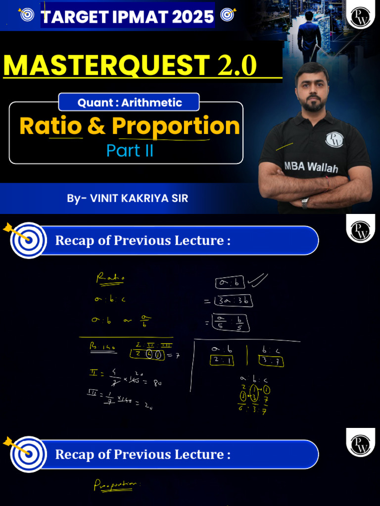 Arithmetic: Ratio Proportion II - Class Notes - IPMAT Master Quest 2.0 ...