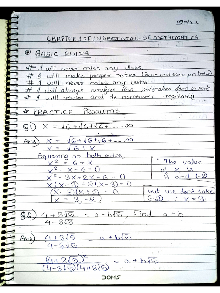 Fundamentals of Mathematics Class 11 JEE | PDF
