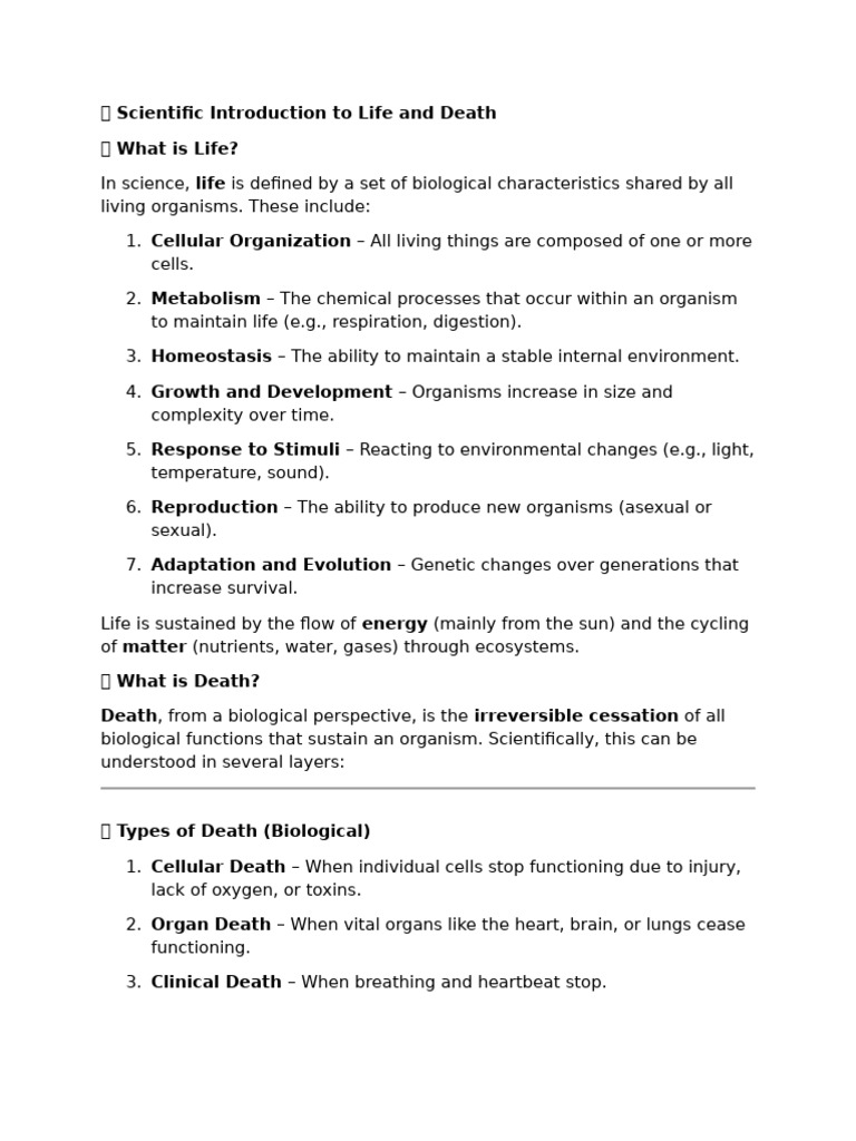 Understanding Life and Death Science | PDF | Death | Biology
