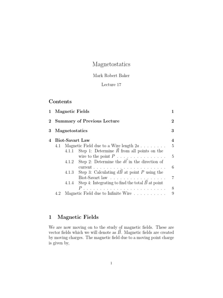 Lecture 17 Magneto Statics V 2 | PDF | Magnetic Field | Integral