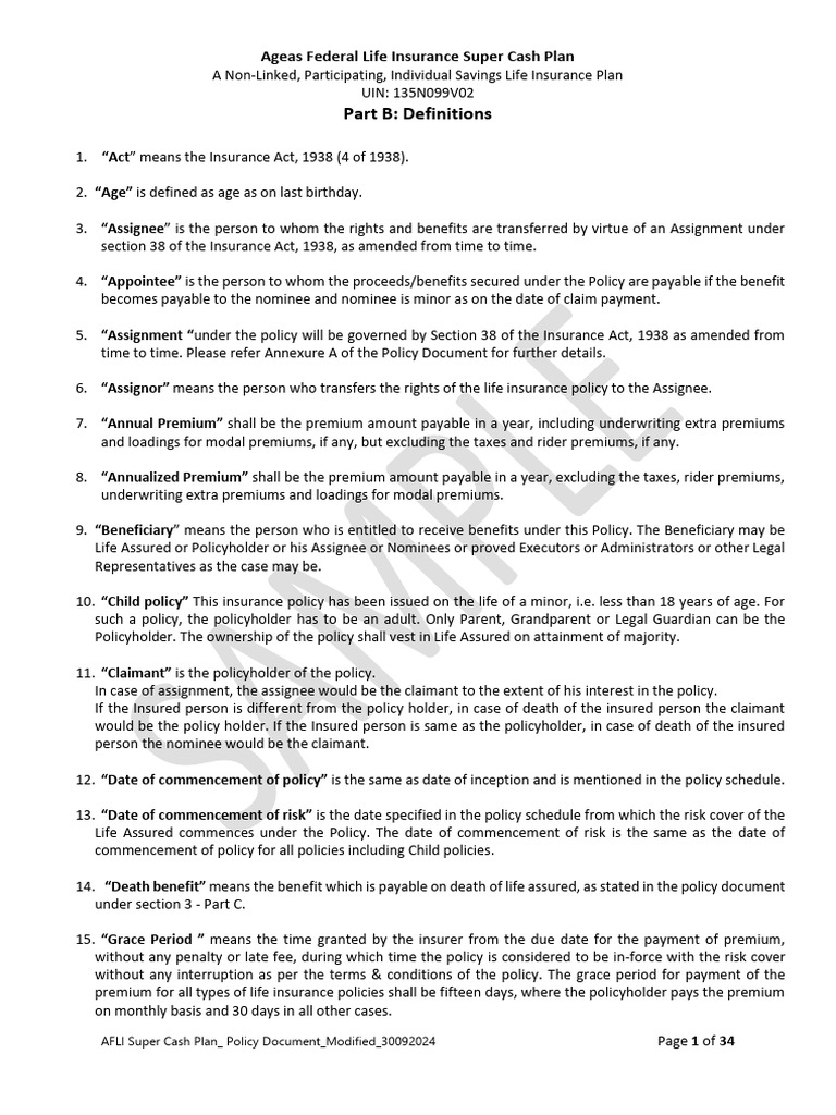 Sample PD Super Cash Plan 975d9f7aed 6717c6ce4e | PDF | Life Insurance | Insurance