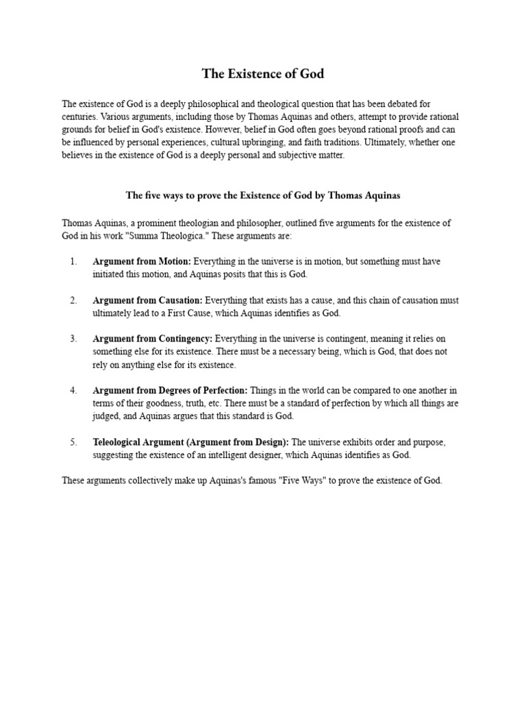 The Existence of God | PDF