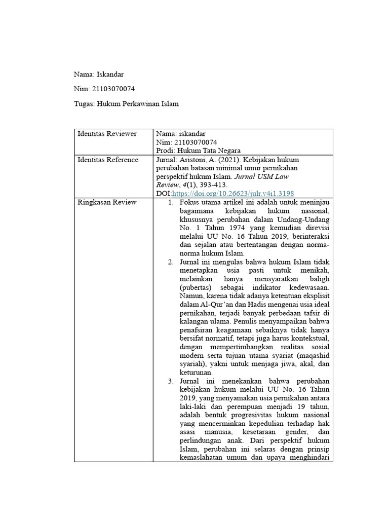 Hukum Perkawinan Islam dan UU 16/2019 | PDF